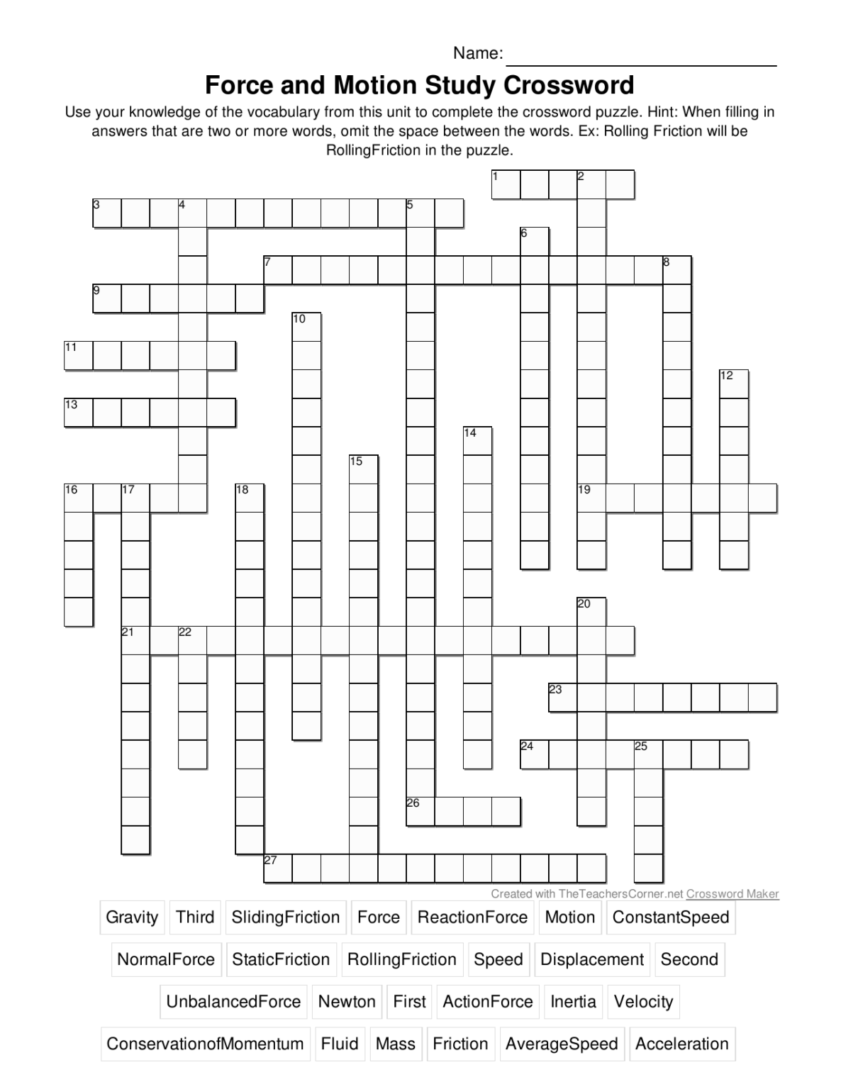 Answer Key Theteacherscorner Net Crossword Puzzle Generator Answer ...