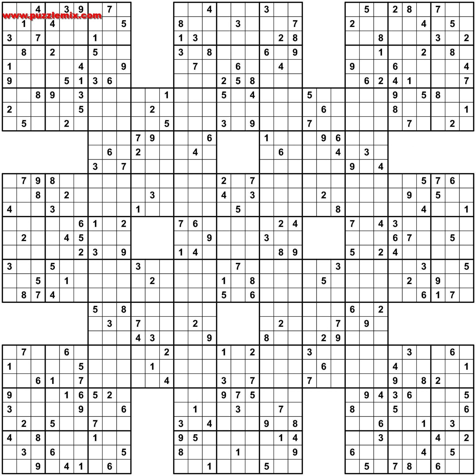 Samurai Sudoku Printable Sudoku Puzzles Printable