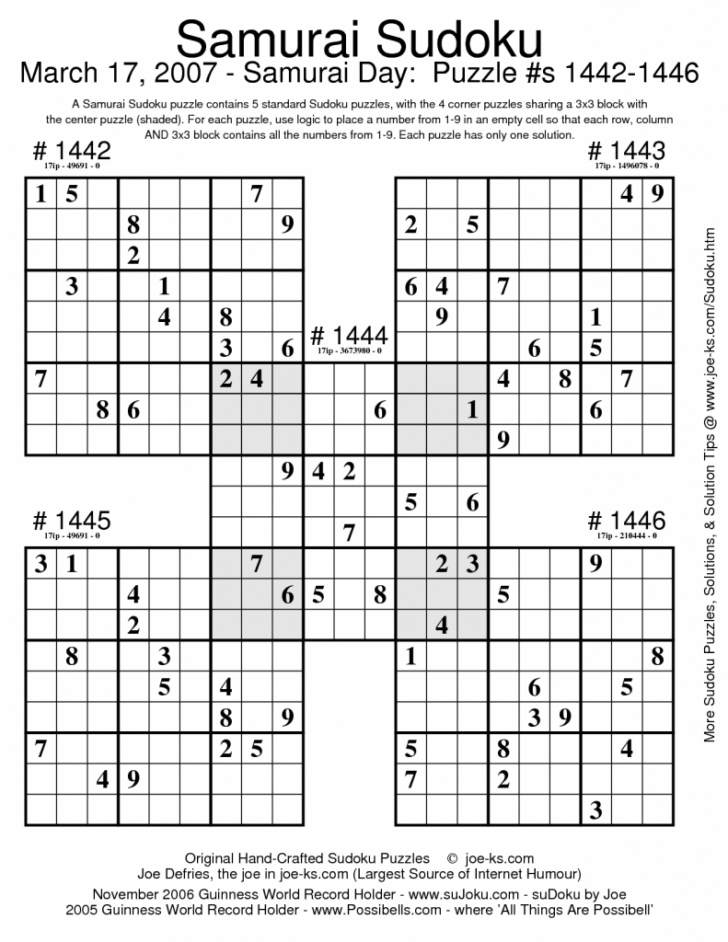 Samurai Sudoku Triples Math Worksheets Sudoku Puzzles Puzzle | Sudoku ...