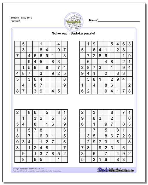 Sudoku Easy Sudoku Puzzles Printable