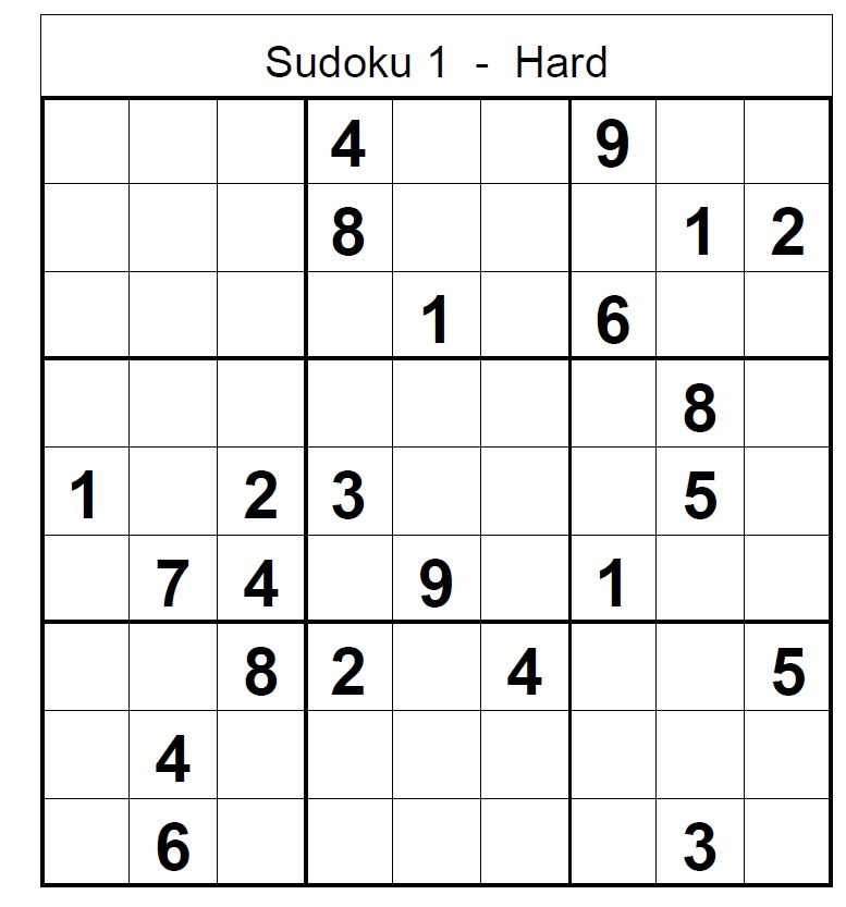 Printable Sudokus Hard Sudoku Puzzles Printable Printable Sudokus Hard Sudoku Puzzles Printable